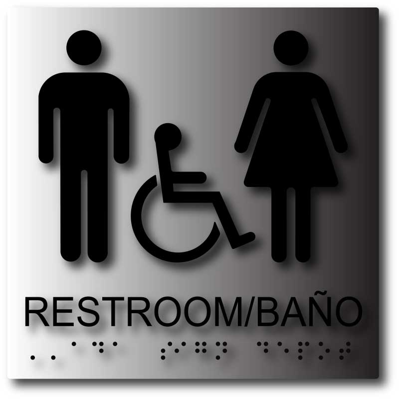 Bilingual Unisex Wheelchair Accessible Restroom Baño ADA Signs – ADA ...