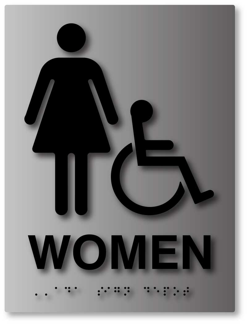 ADA Compliant Women's Bathroom Signs in Brushed Aluminum – ADA Sign Depot