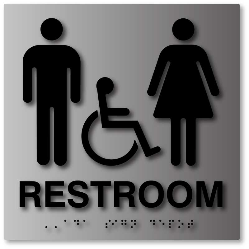 ADA Compliant Unisex Bathroom Signs in Brushed Aluminum – ADA Sign Depot