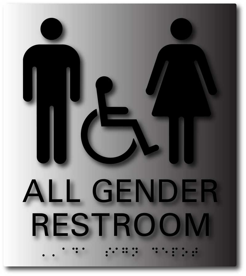 Restroom and Bathroom Brushed Aluminum ADA Signs – ADA Sign Depot