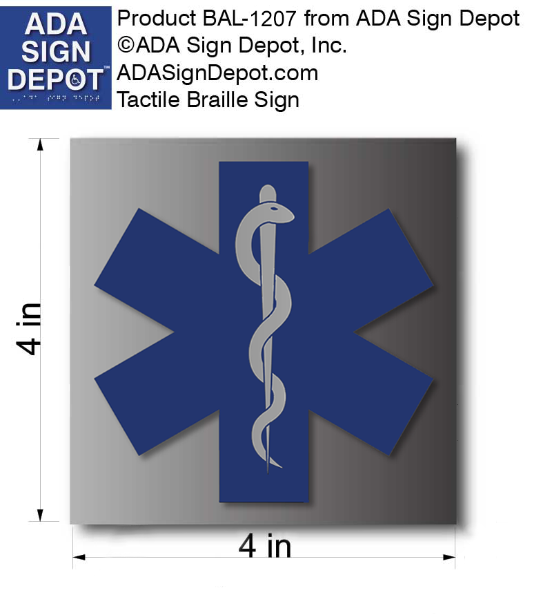 Star of Life Elevator Door Jamb Sign - ADA Compliant - Brushed Aluminum ...
