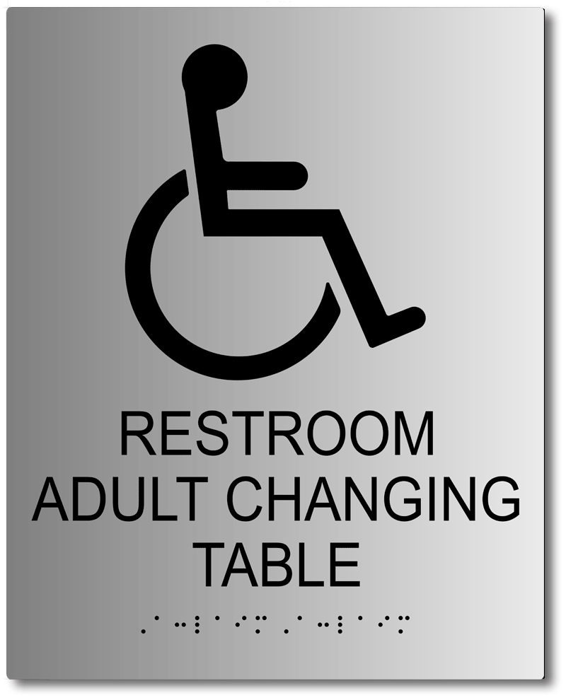 ADA Compliant Restroom Adult Changing Table Sign in Brushed Aluminum ...