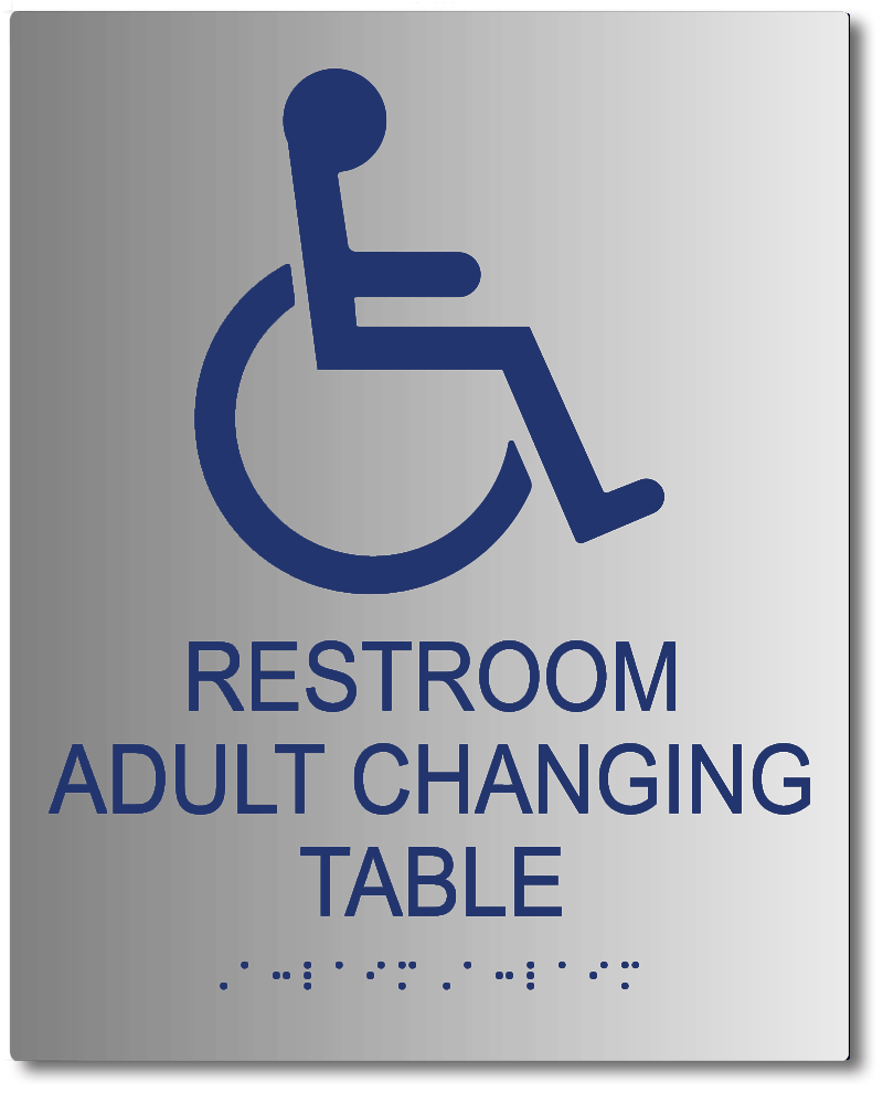 ADA Compliant Restroom Adult Changing Table Sign in Brushed Aluminum ...