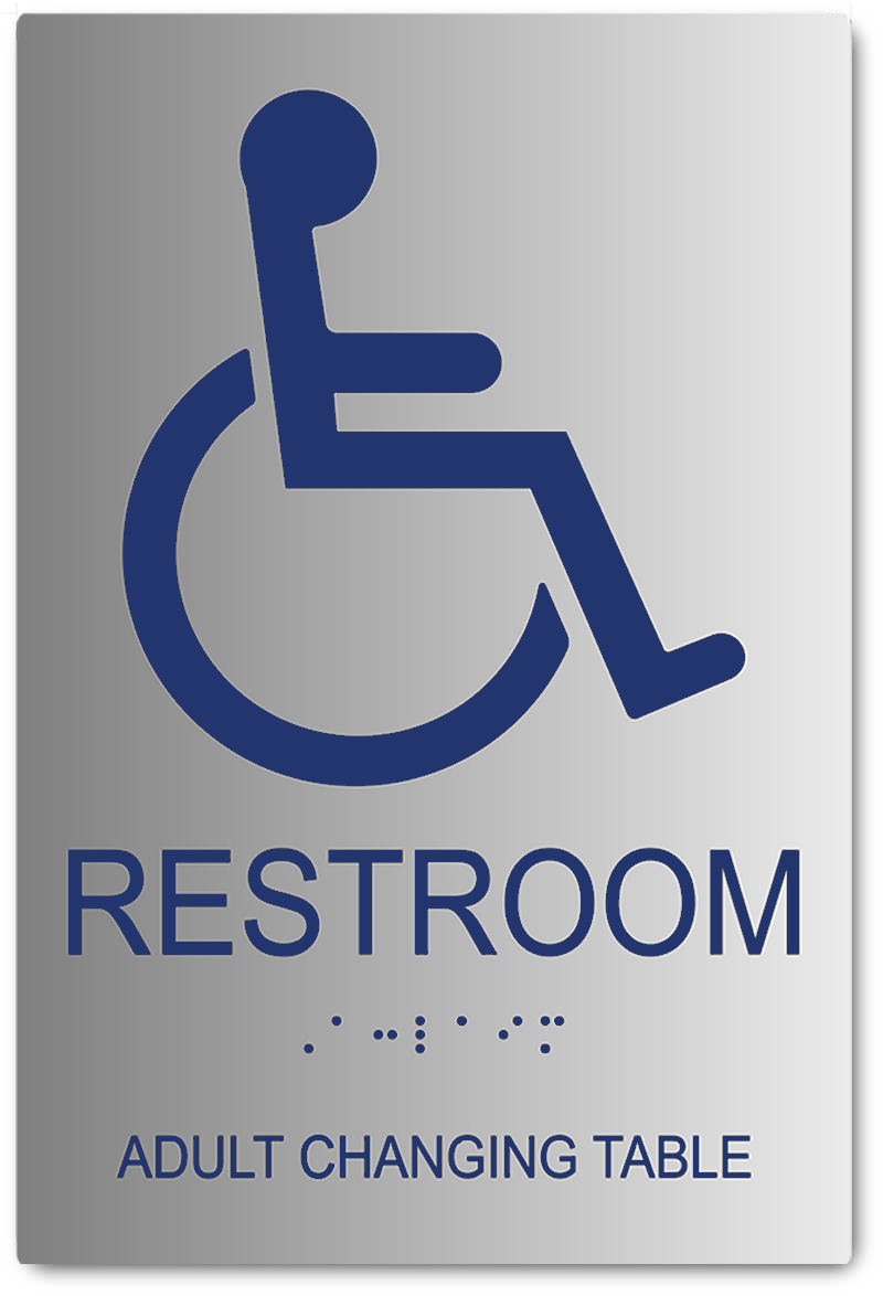 ADA Compliant Restroom Sign With Adult Changing Table in Brushed Alumi ...