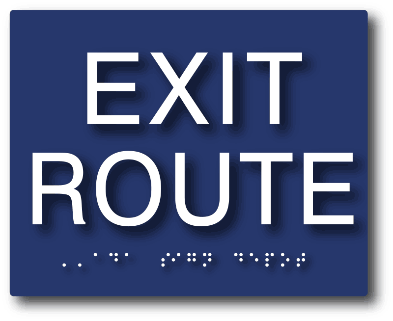 ADA Exit Route Sign with Tactile Text and Grade 2 Braille – ADA Sign Depot