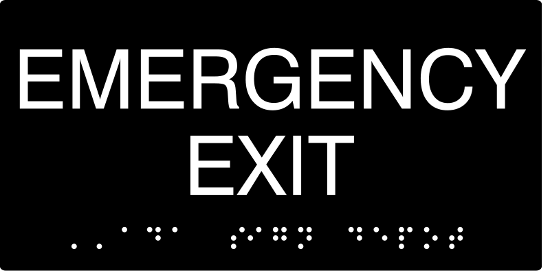 Emergency Exit Sign - Tactile Text and Grade 2 Braille - ADA Compliant ...