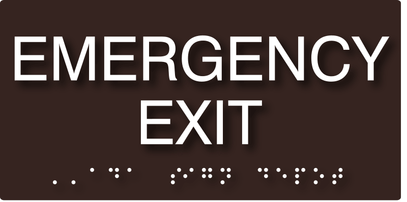 Emergency Exit Sign - Tactile Text and Grade 2 Braille - ADA Compliant ...
