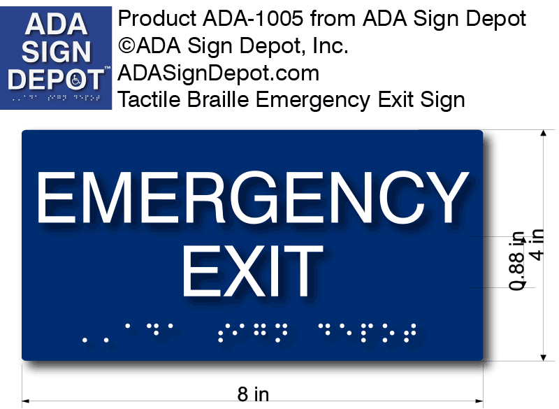 Emergency Exit Sign Tactile Text And Grade Braille ADA, 57% OFF