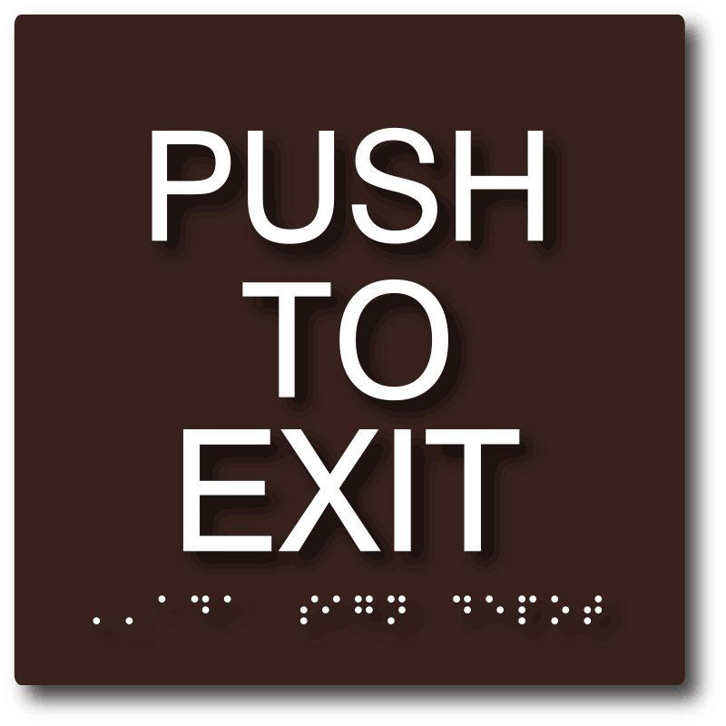 Push To Exit Sign with Tactile Text and Braille - ADA Compliant – ADA ...