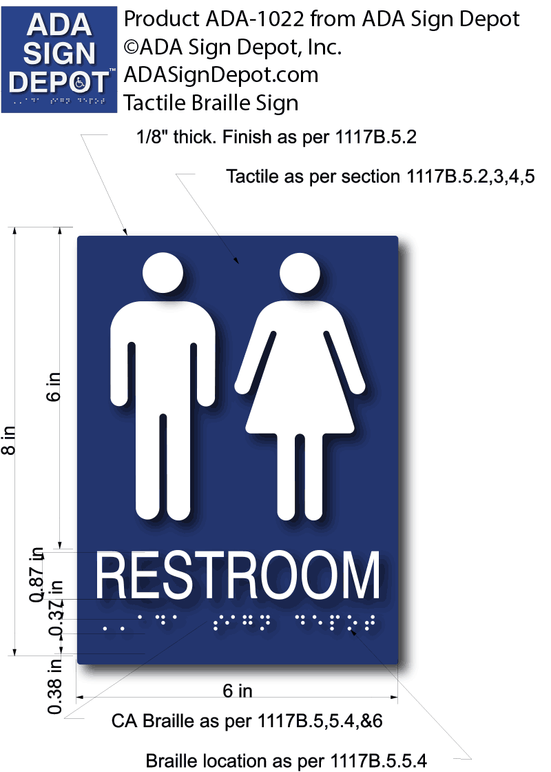 Unisex Ada Restroom Sign With Braille Accessible All Gender Restroom