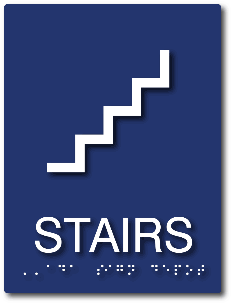 Stairs Symbol Sign with Tactile Wording and Braille - ADA Compliant ...