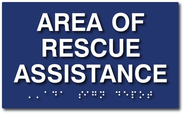 Area Of Rescue Assistance Sign - Tactile Letters and Grade 2 Braille ...