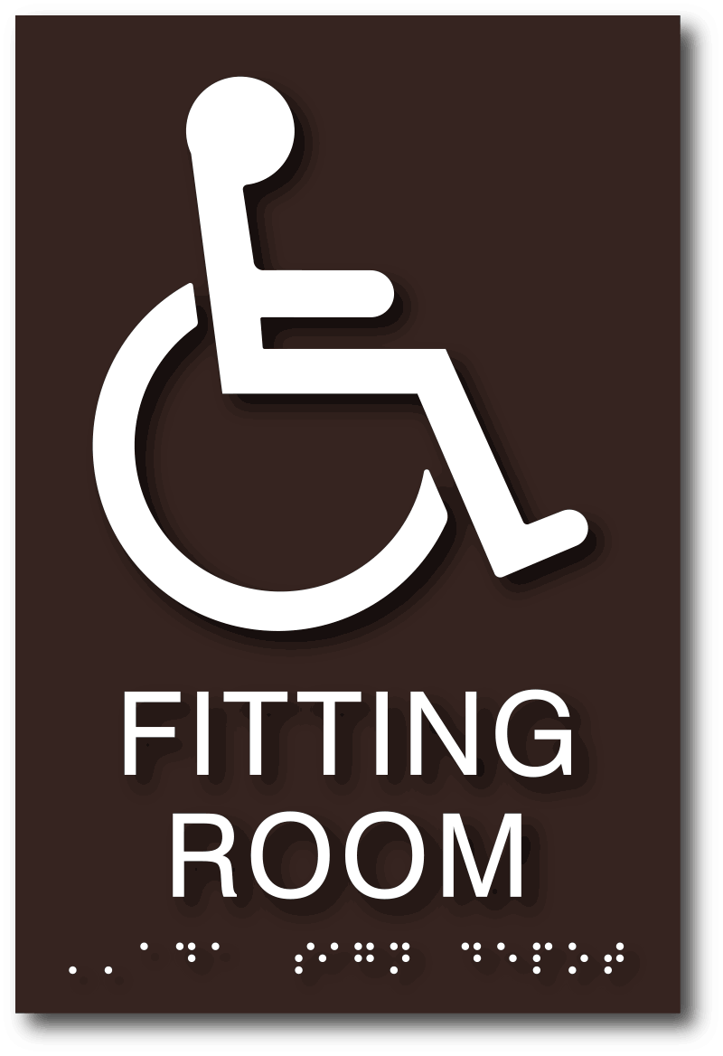 Wheelchair Accessible Symbol Fitting Room Sign with Braille – ADA Sign ...