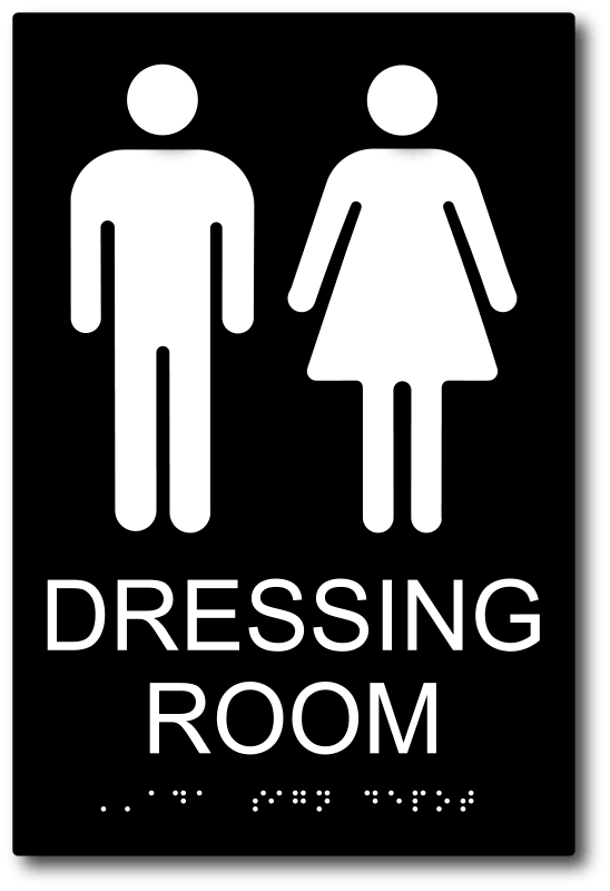 Unisex Dressing Room Sign with Male and Female Symbols and Braille ...