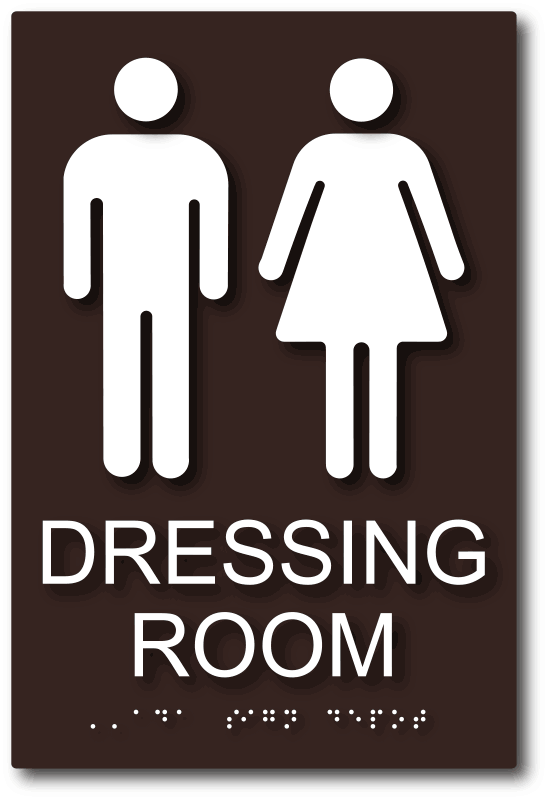 Unisex Dressing Room Sign with Male and Female Symbols and Braille ...