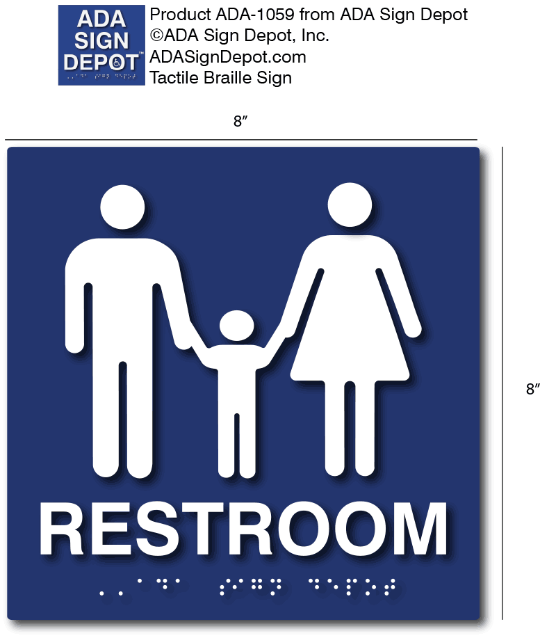 Unisex Ada Restroom Sign With Braille Accessible All Gender Restroom