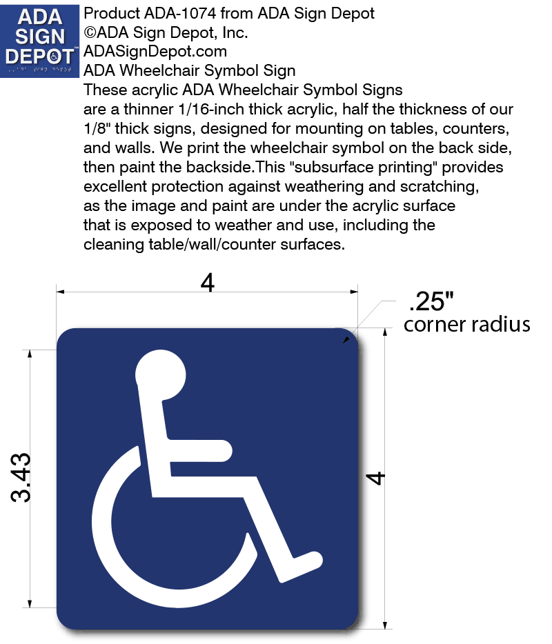 Symbol of Accessibility for Tables, Cashier Stands, Countertops, etc ...