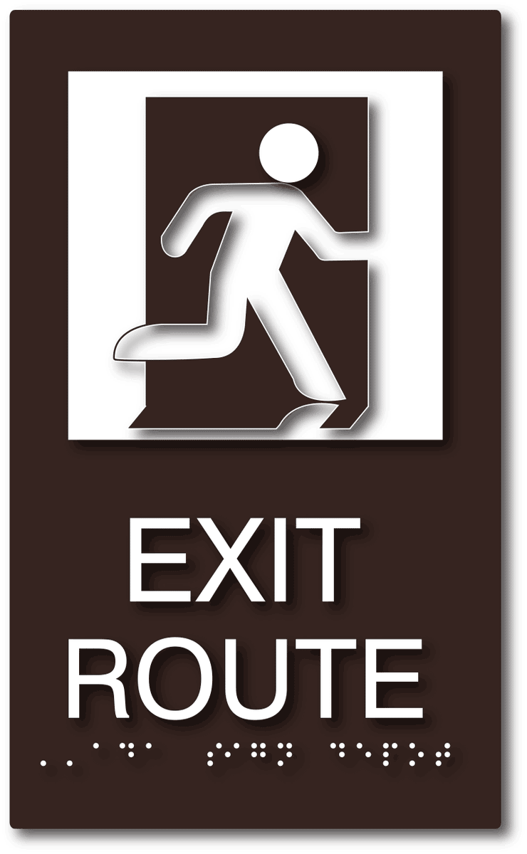 Exit Route Sign with Running Person Symbol - ADA Compliant Exit Sign ...