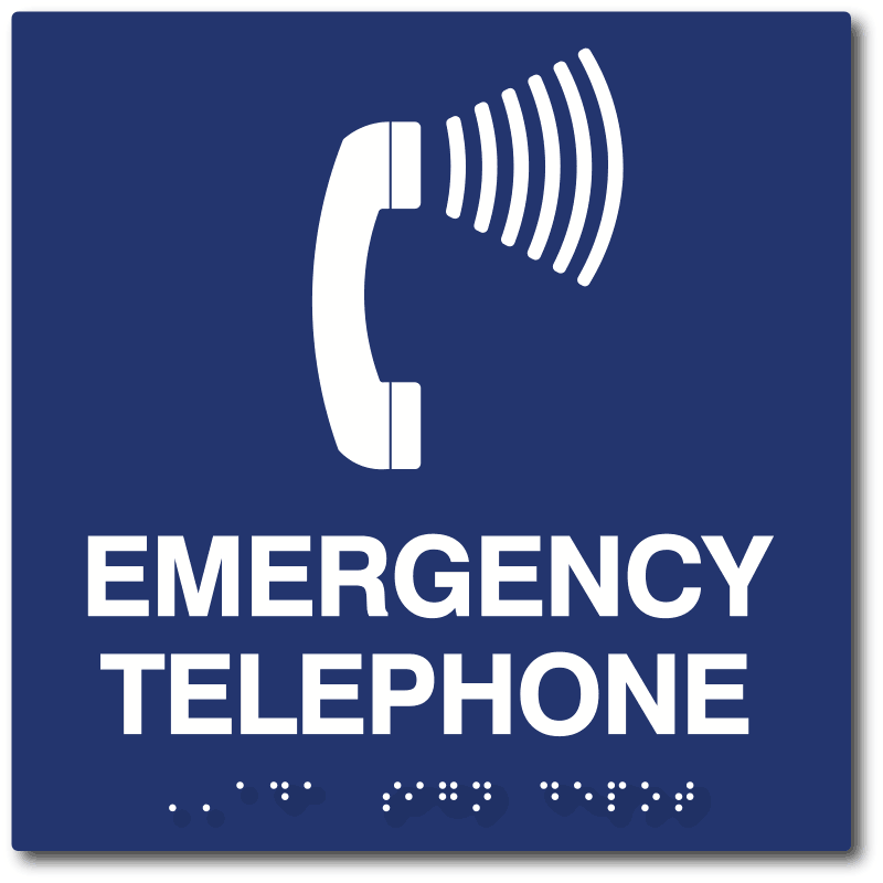 ADA Compliant Emergency Telephone Sign with Tactile Text and Braille ...
