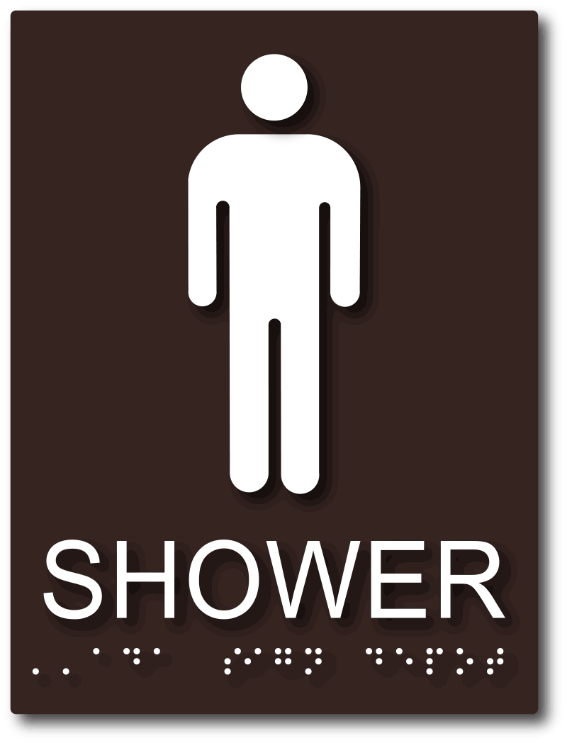 Mens Shower Sign with Tactile Male Gender Symbol, Letters and Braille ...