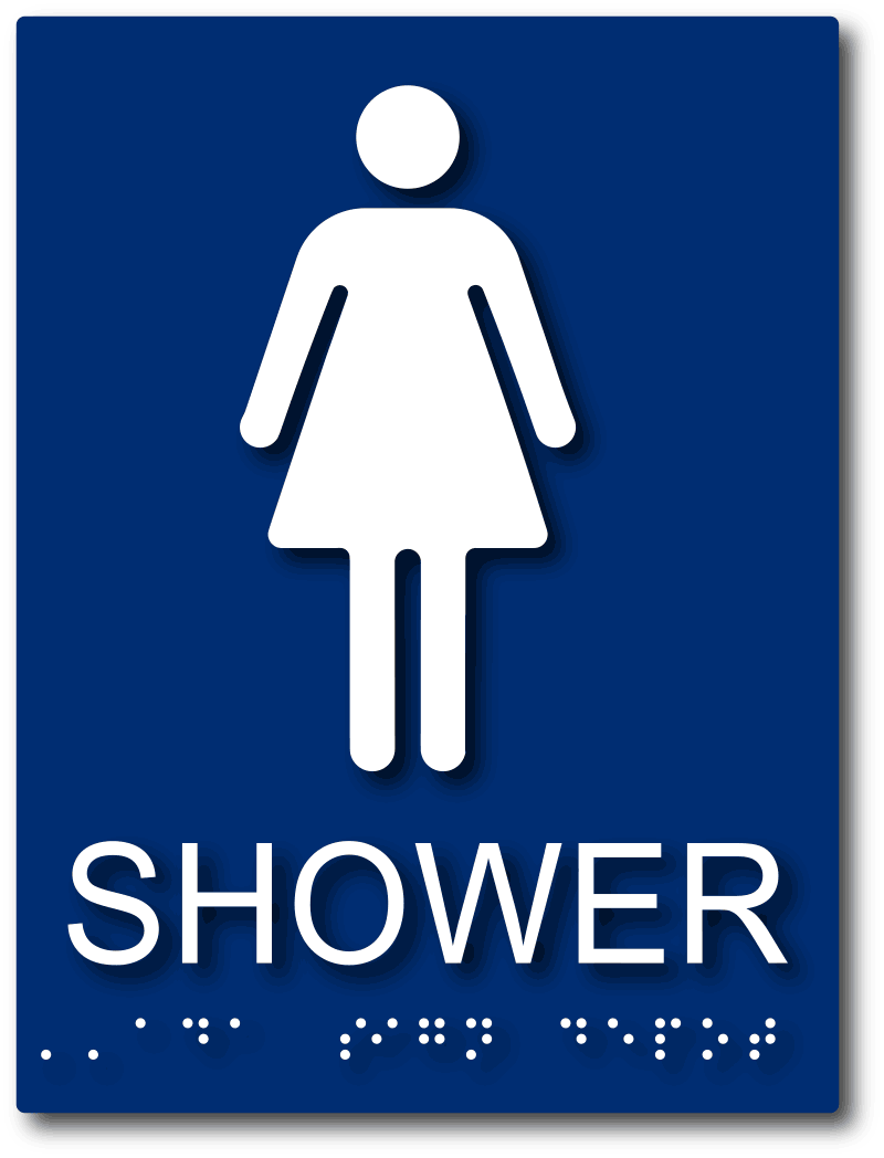 Womens Shower ADA Sign with Female Symbol, Tactile Letters and Braille ...