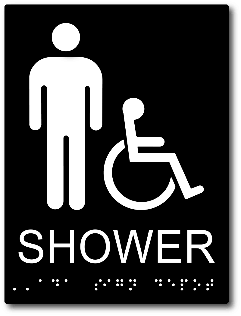Wheelchair Accessible Mens Shower Sign with Tactile Text and Braille ...