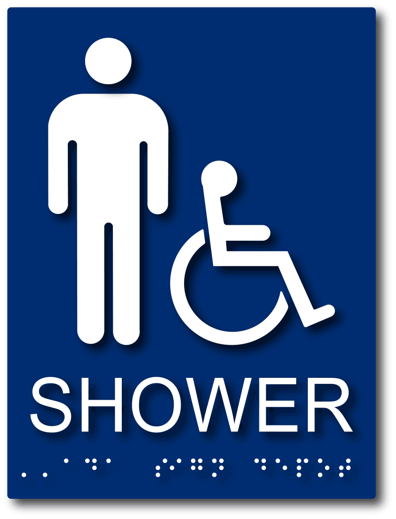 Wheelchair Accessible Mens Shower Sign with Tactile Text and Braille ...