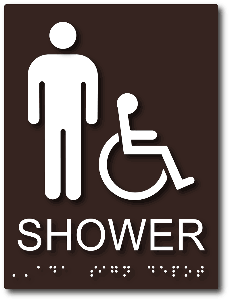 Wheelchair Accessible Mens Shower Sign with Tactile Text and Braille ...