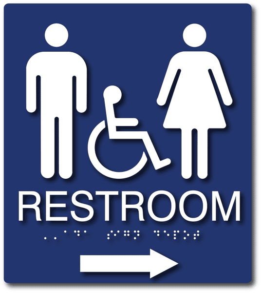 Unisex Wheelchair Accessible Restroom Sign with Direction Arrow – ADA ...