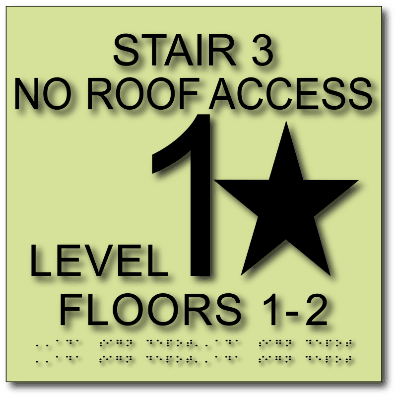 LaserGlow Stairwell Floor Level Signs - 12" x 12" - Photo-Luminescent ...