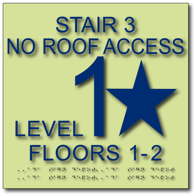 LaserGlow Stairwell Floor Level Signs - 12" x 12" - Photo-Luminescent ...