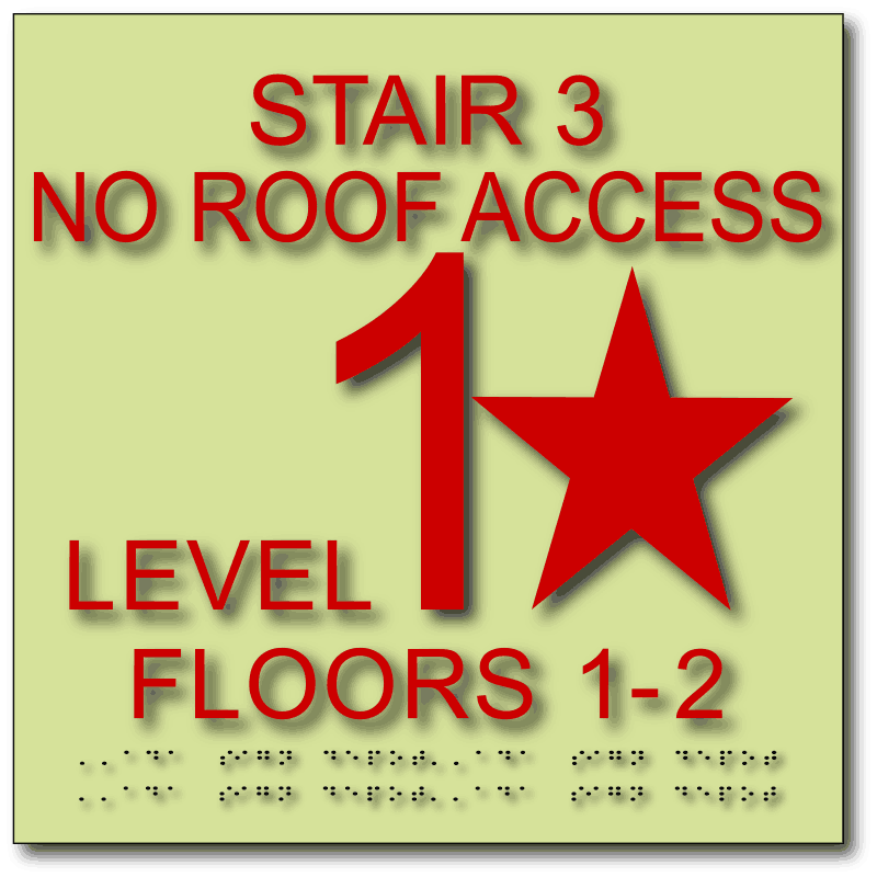 LaserGlow Stairwell Floor Level Signs - 12" x 12" - Photo-Luminescent ...