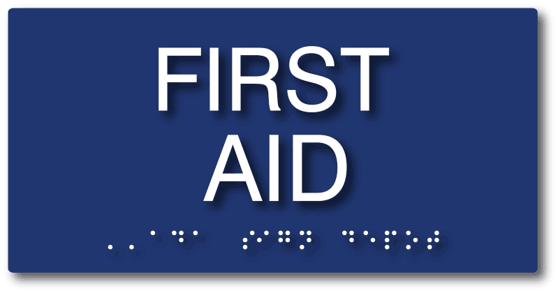 First Aid ADA Sign - 8" x 4" - Tactile Letters and Braille – ADA Sign Depot