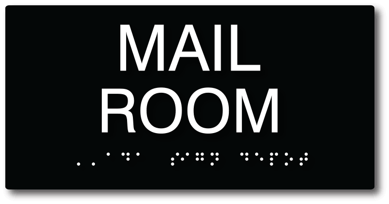 Mail Room Sign - 8" x 4" - Tactile Letters and Grade 2 Domed Braille ...