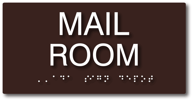 Mail Room Sign - 8" x 4" - Tactile Letters and Grade 2 Domed Braille ...
