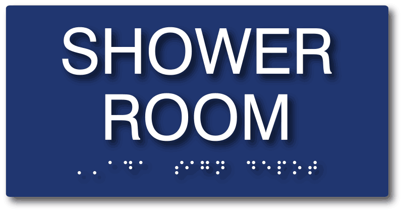 Shower Room Sign - 8" x 4" - ADA Compliant Braille Shower Room Signs ...