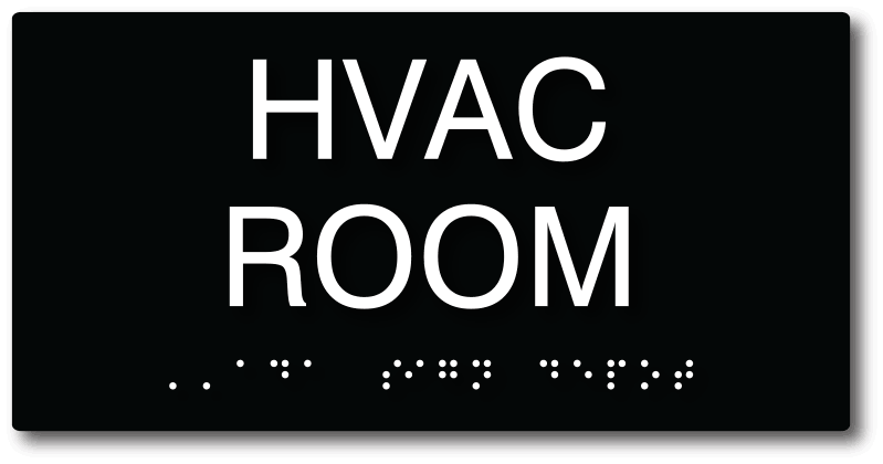 HVAC Room Signs - 8" x 4" - Tactile Letters and Grade 2 Domed Braille ...