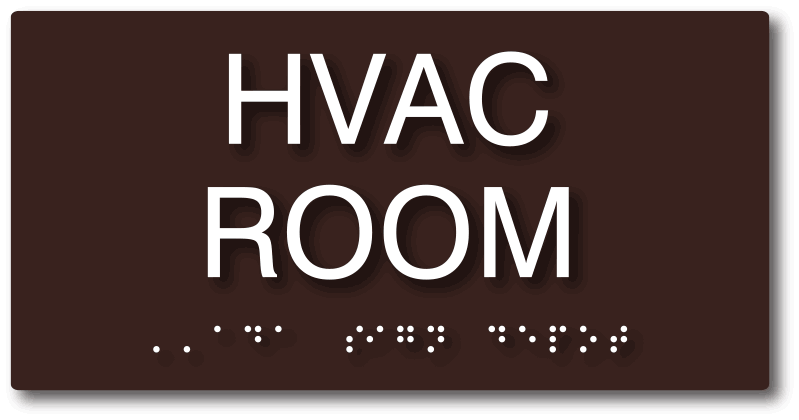 HVAC Room Signs - 8" x 4" - Tactile Letters and Grade 2 Domed Braille ...