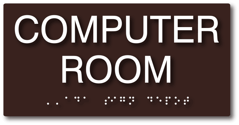 Computer Room Sign - ADA Compliant Tactile Letters and Grade 2 Braille ...