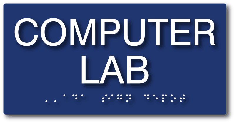 Computer Lab ADA Room Sign - 8" x 4" - Tactile Letters and Braille ...