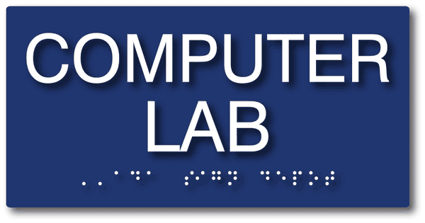 Computer Lab ADA Room Sign - 8" x 4" - Tactile Letters and Braille ...
