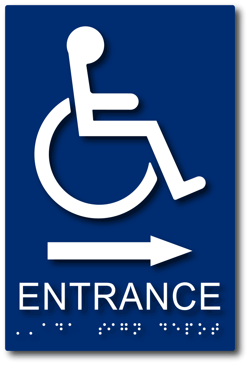 ADA Handicap Wheelchair Entrance Sign with Direction Arrow – ADA Sign Depot