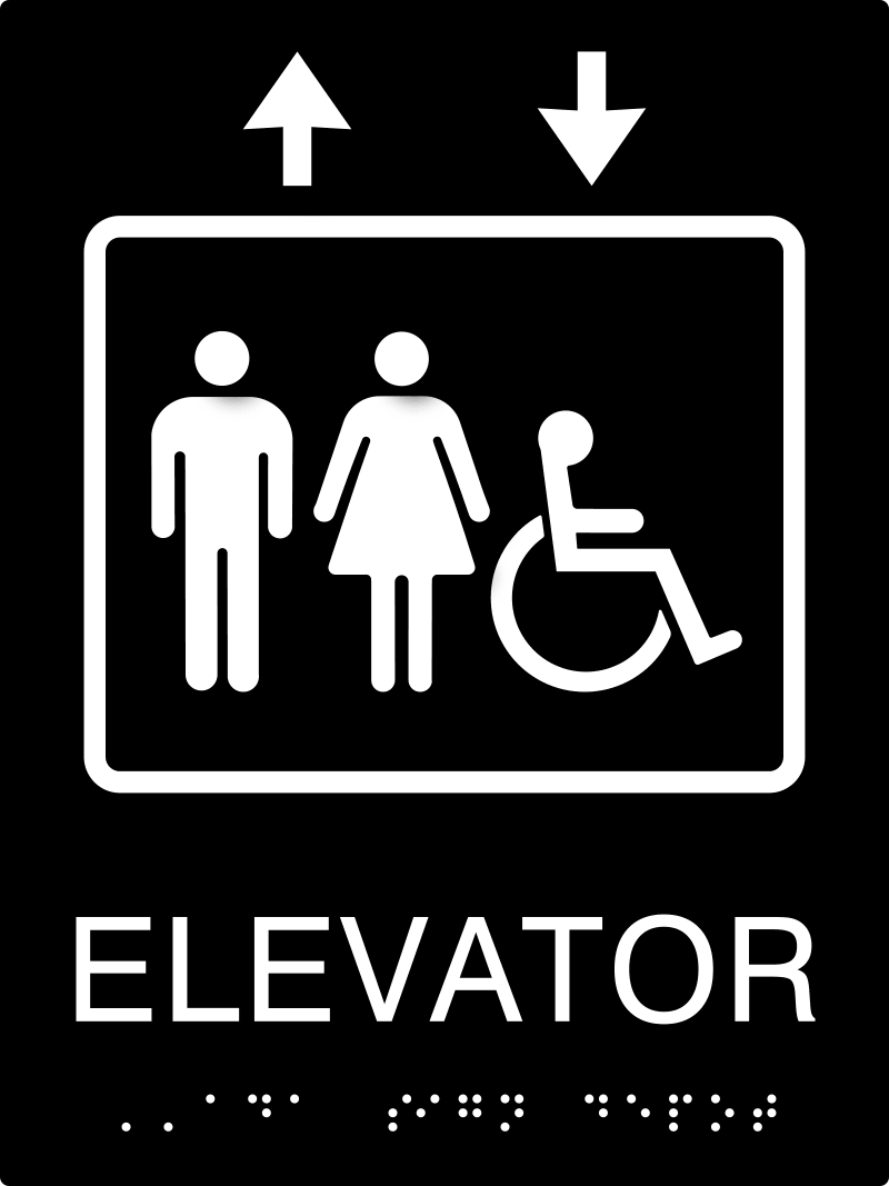 Elevator Sign with People and Wheelchair Symbols - ADA Compliant – ADA Sign Depot