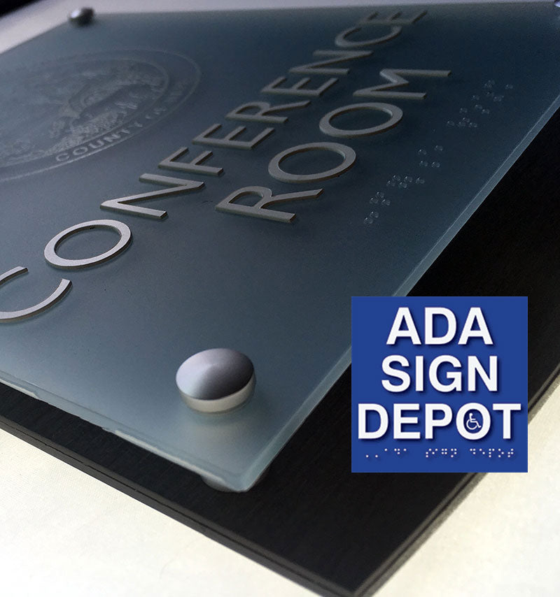 Custom ADA Signs - 6" x 5.5" - ADA Sign Depot Classic Glass ADA Signs