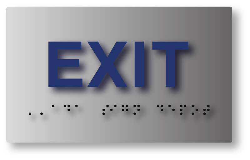 Exit Sign in Brushed Aluminum with Tactile Letters and Braille – ADA ...