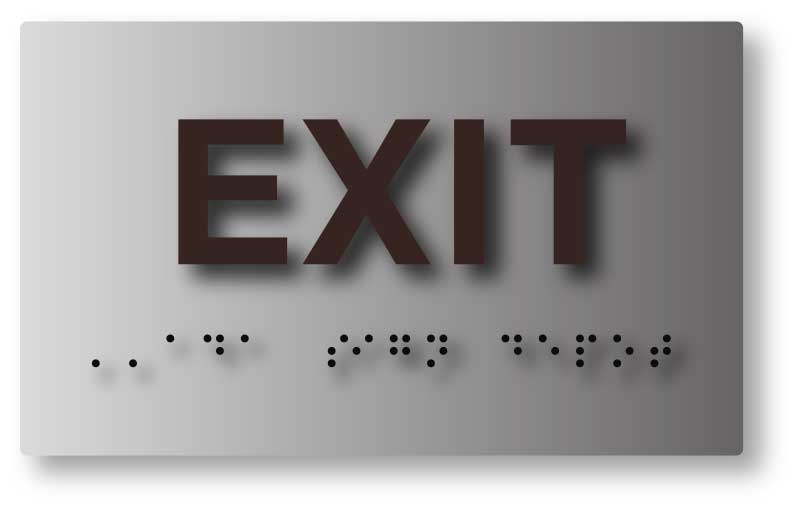 Exit Sign in Brushed Aluminum with Tactile Letters and Braille – ADA ...