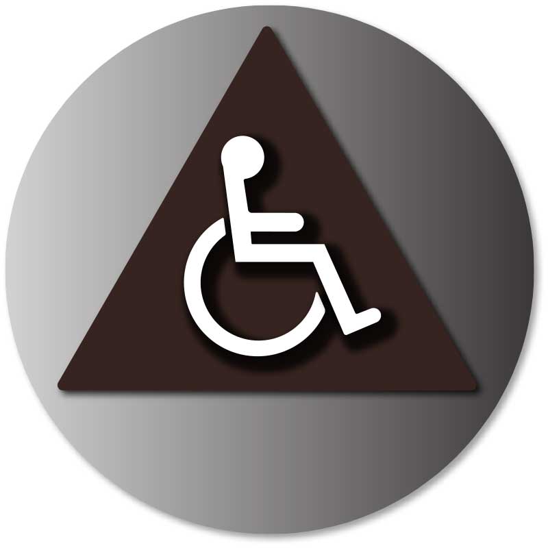 Unisex Wheelchair Accessible Restroom Door Sign in Brushed Aluminum ...