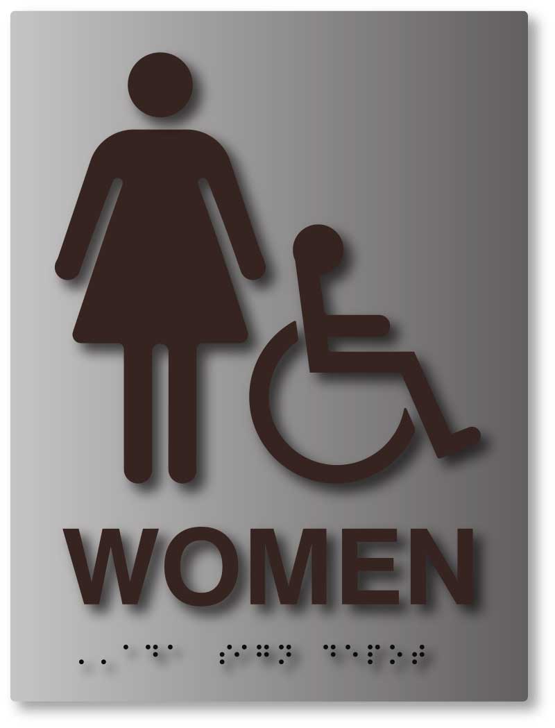 Womens Restroom Signs with Female Gender and Wheelchair Symbols – ADA ...