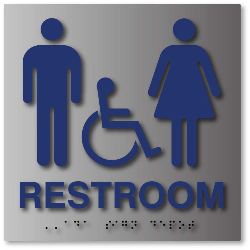 ADA Brushed Aluminum Unisex Accessible Restroom Sign – ADA Sign Depot