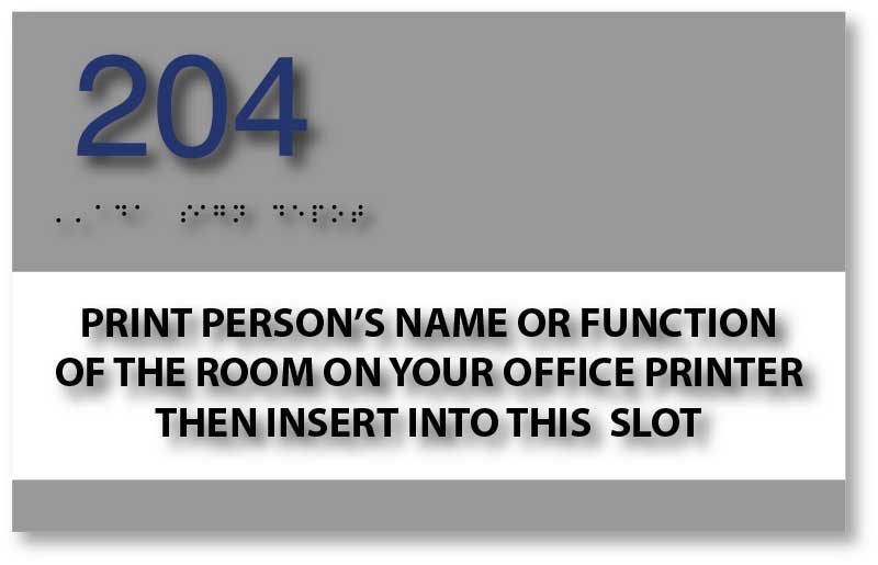 Custom Room Number Braille ADA Sign with Name Slot - Brushed Aluminum ...